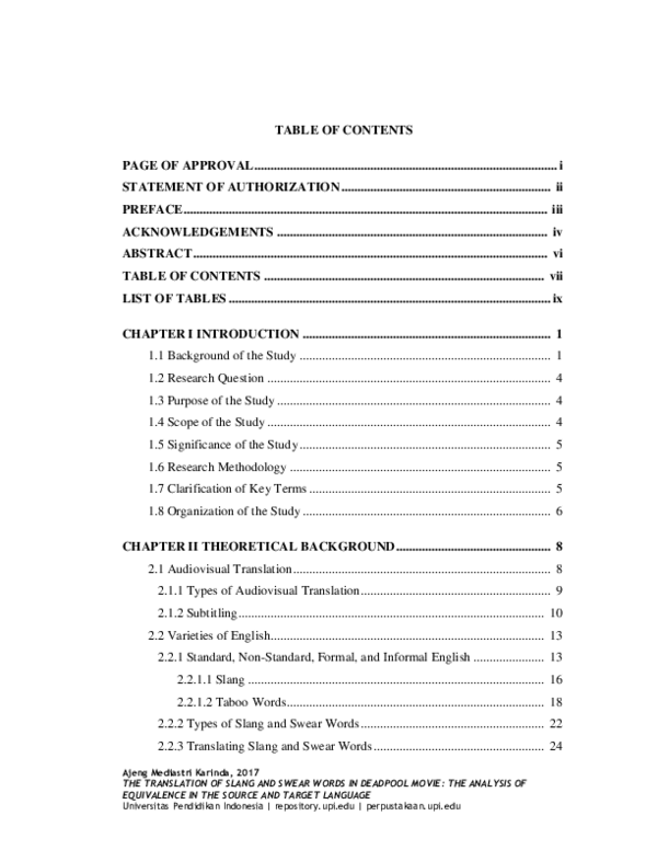 (PDF) The Translation of Slang and Swear Words in Deadpool Movie: The ...