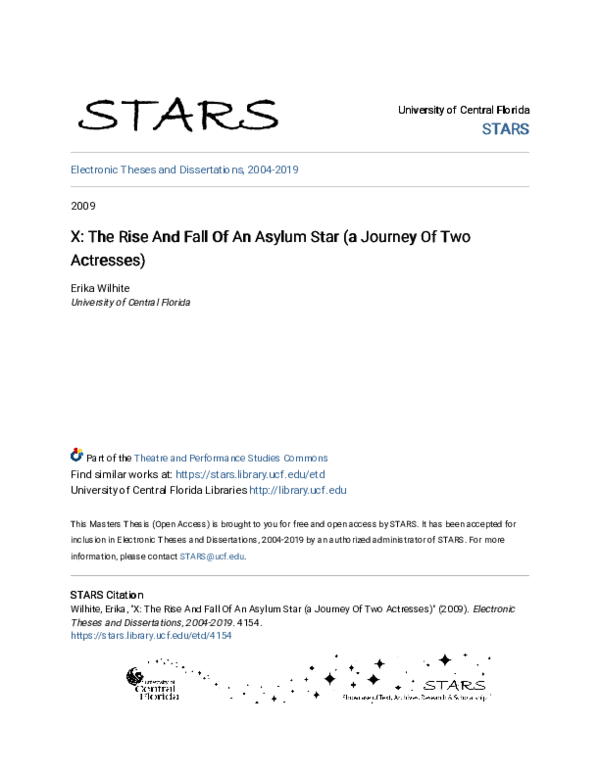 (PDF) X: The Rise And Fall Of An Asylum Star (a Journey Of Two Actresses)