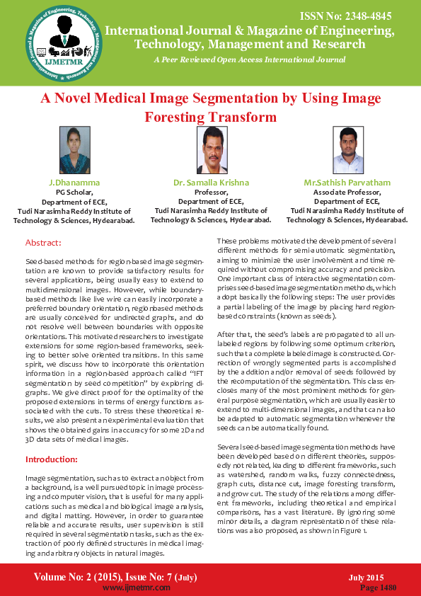 (PDF) A Novel Medical Image Segmentation by Using Image Foresting Transform