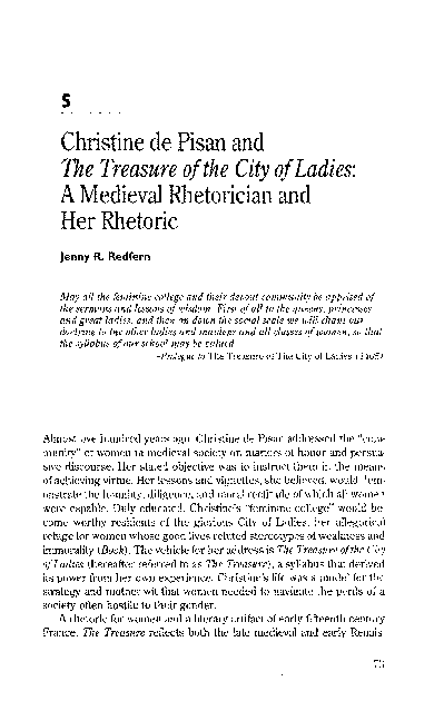 (PDF) The Treasure of the City of Ladies : A Medieval Rhetorician and ...