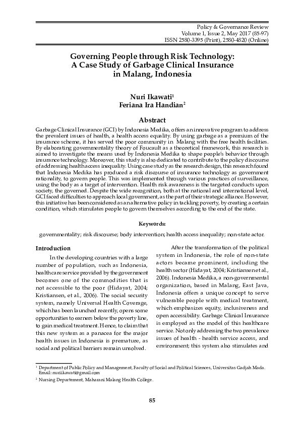 (PDF) Governing People through Risk Technology: A Case Study of Garbage ...