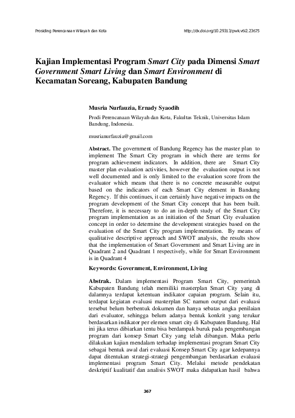 (PDF) Kajian Implementasi Program Smart City pada Dimensi Smart ...