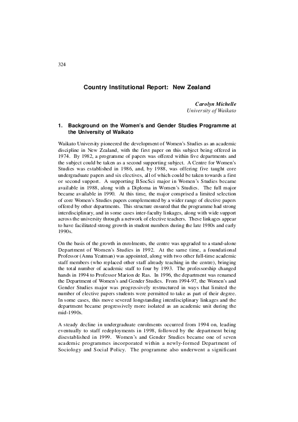 (PDF) Country institutional report: New Zealand