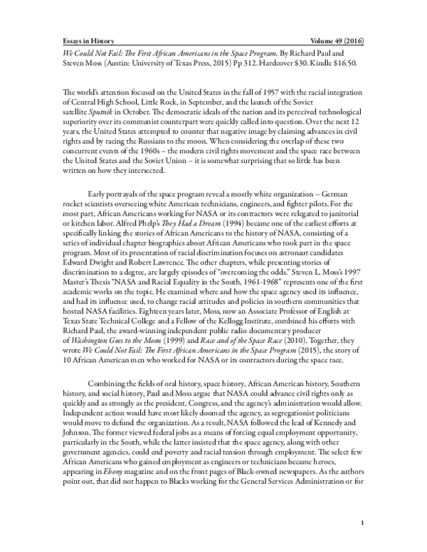 (PDF) Book Review: We Could Not Fail: The First African Americans in ...