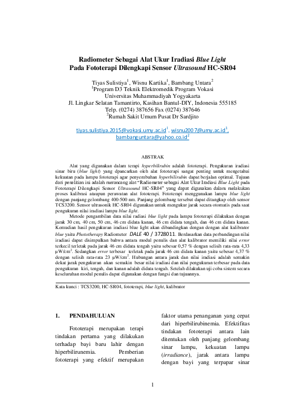 (PDF) Radiometer Sebagai Alat Ukur Iradiasi Blue Light Pada Fototerapi ...