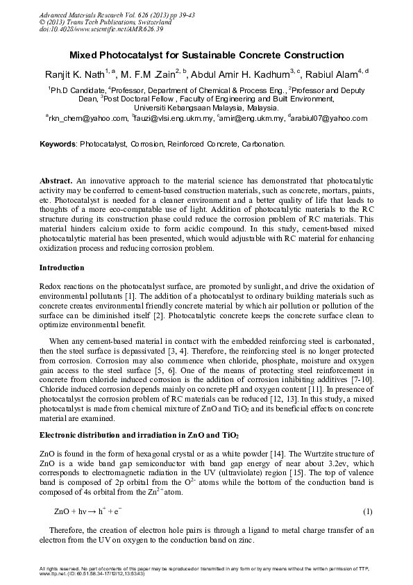 (PDF) Mixed Photocatalyst for Sustainable Concrete Construction