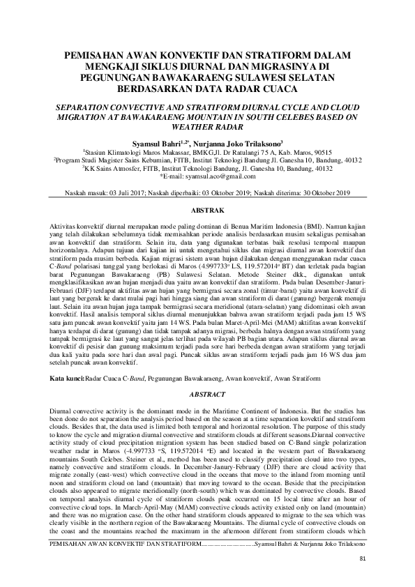 (PDF) Pemisahan Awan Konvektif Dan Stratiform Dalam Mengkaji Siklus ...