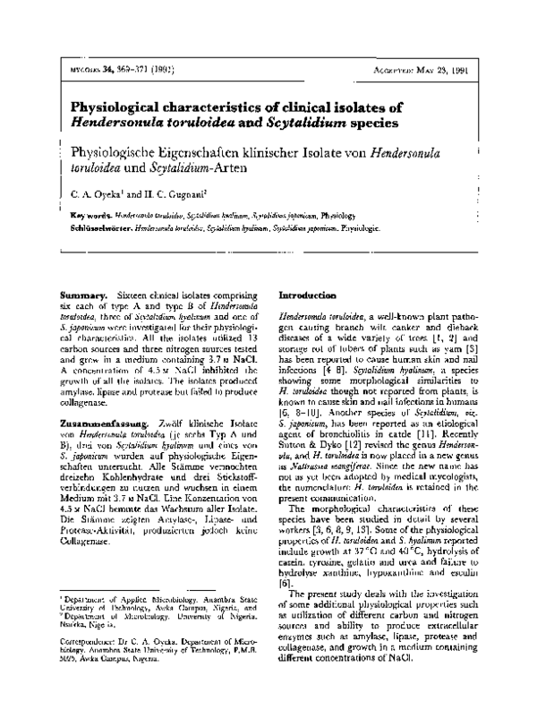 (PDF) Physiological characteristics of clinical isolates of ...