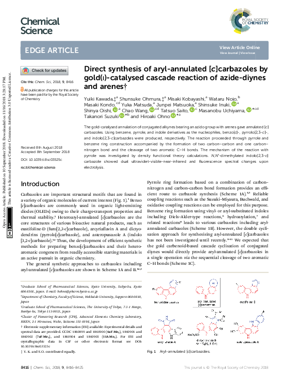 (PDF) Direct synthesis of aryl-annulated [c]carbazoles by gold(i ...