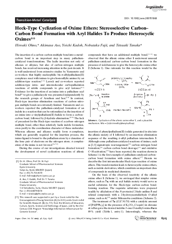 (PDF) Heck-Type Cyclization of Oxime Ethers: Stereoselective Carbon ...