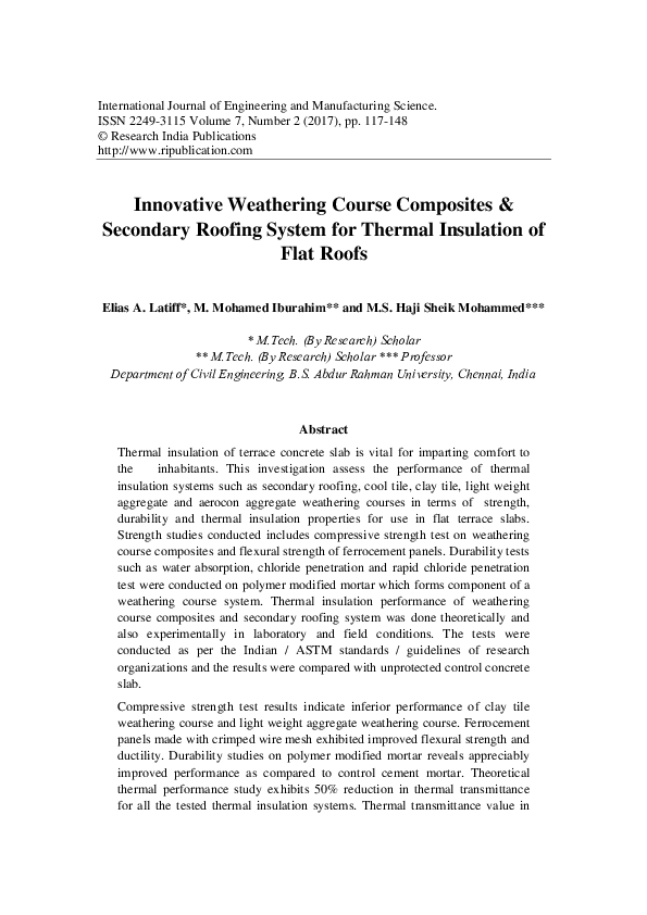 (PDF) Innovative Weathering Course Composites & Secondary Roofing ...
