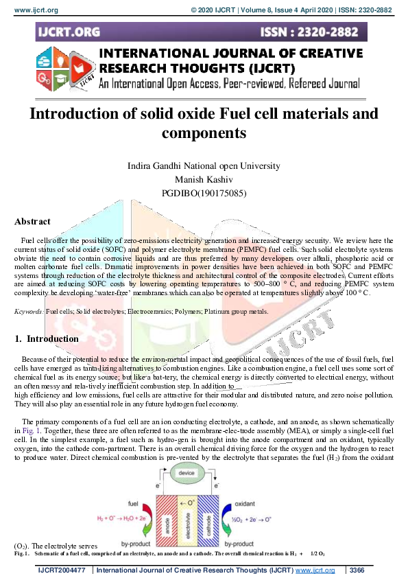 (PDF) Introduction of solid oxide Fuel cell materials and components