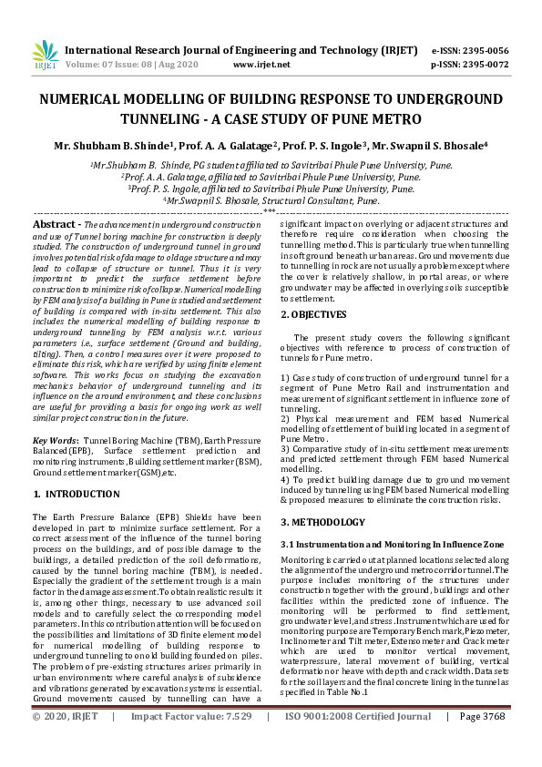(PDF) Numerical Modelling of Building Response to Underground Tunneling ...