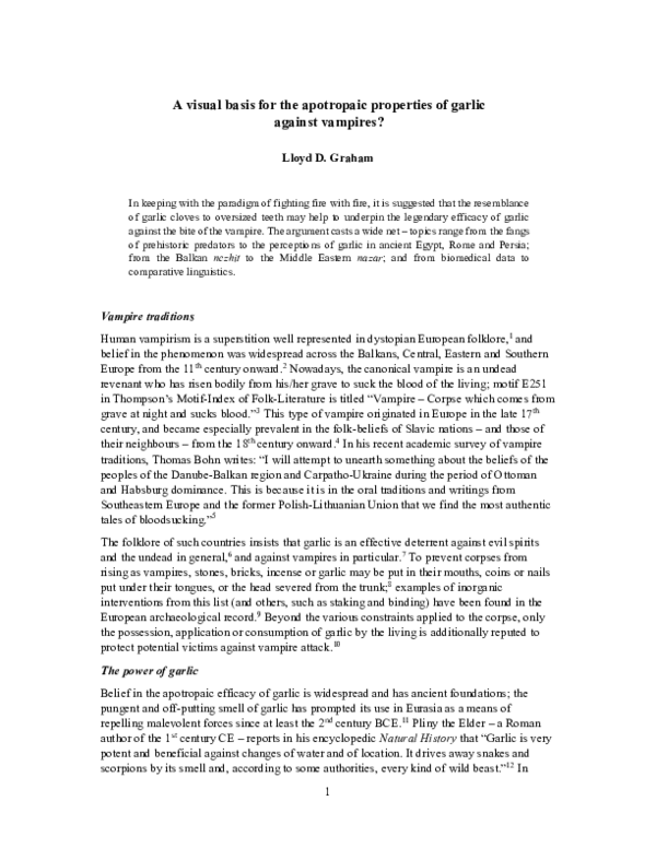 (PDF) A visual basis for the apotropaic properties of garlic against ...