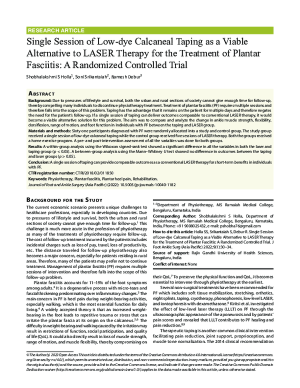 (PDF) Single Session of Low-dye Calcaneal Taping as a Viable ...