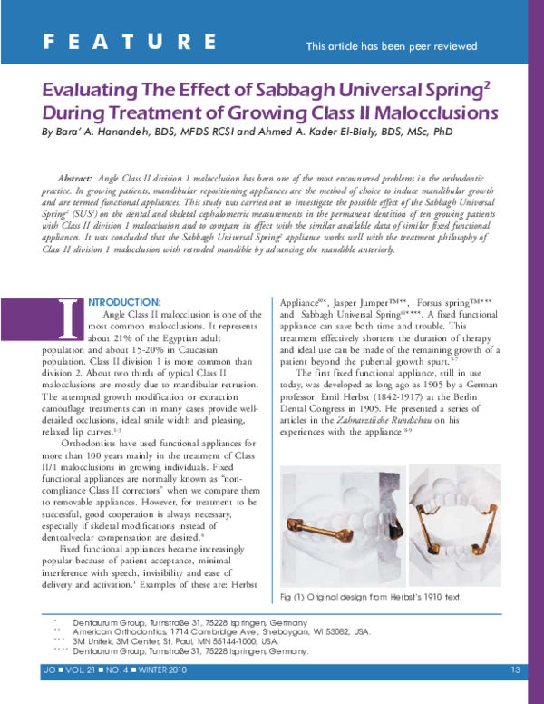(PDF) Evaluating the effect of Sabbagh Universal Spring during ...