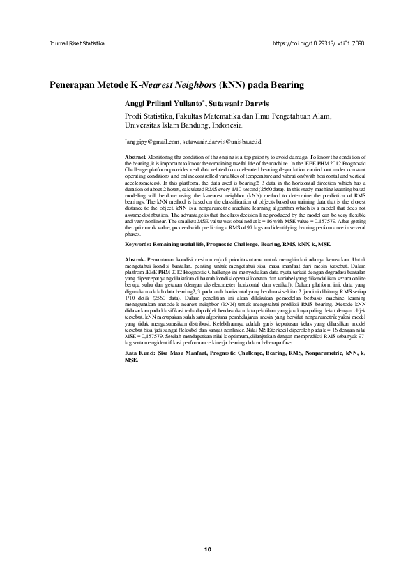 (PDF) Penerapan Metode K-Nearest Neighbors (kNN) pada Bearing