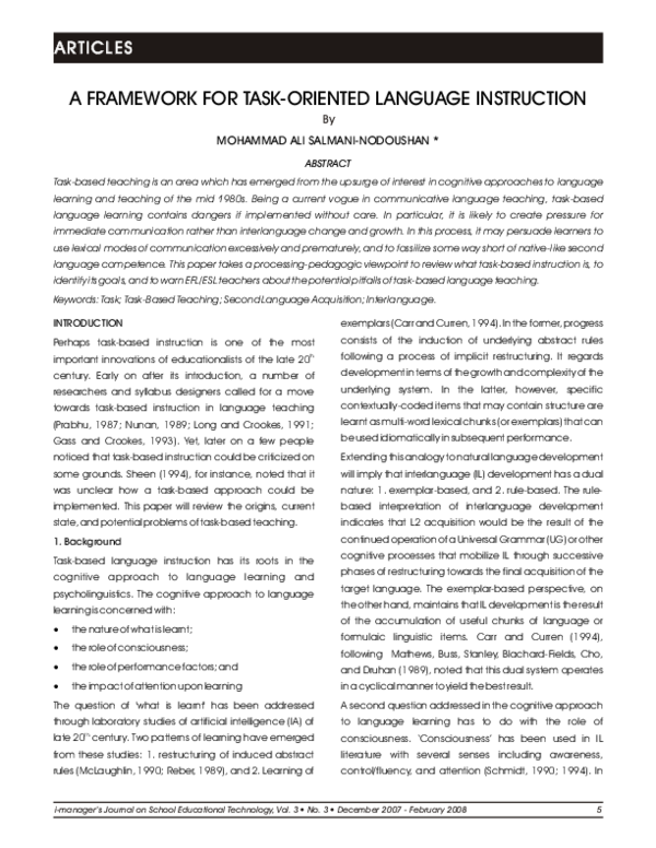 (PDF) A Framework for Task-Oriented Language Instruction