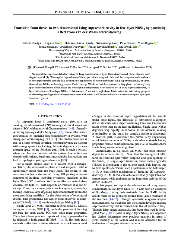(PDF) Transition from three- to two-dimensional Ising superconductivity in few-layer NbSe2 by ...