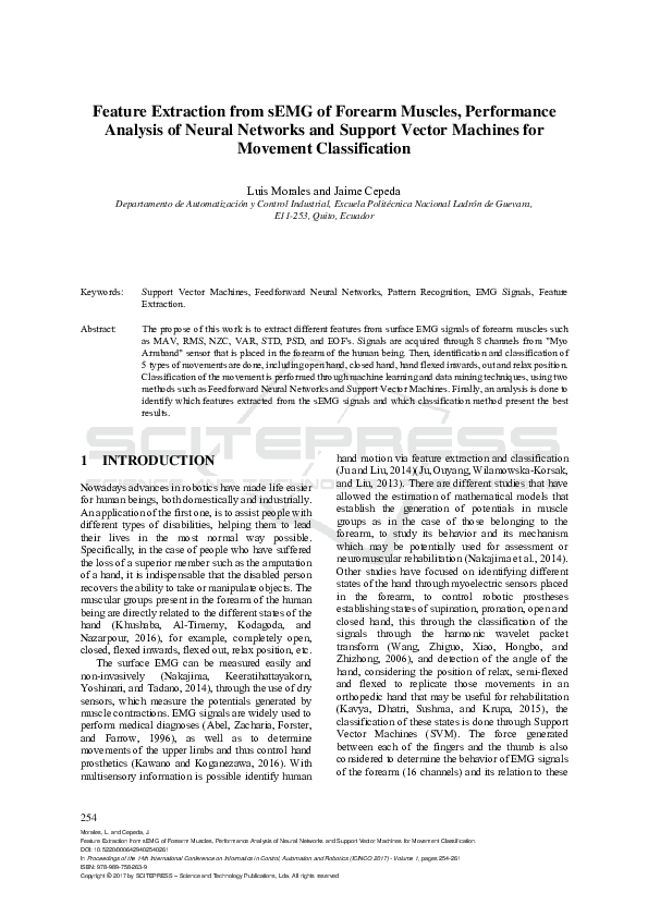 (PDF) Feature Extraction from sEMG of Forearm Muscles, Performance Analysis of Neural Networks ...