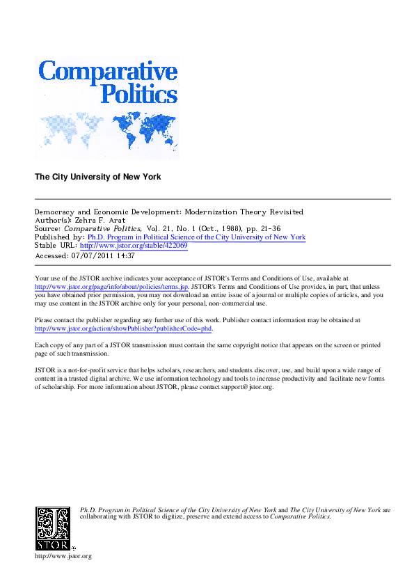 (PDF) Democracy and economic development: Modernization theory revisited