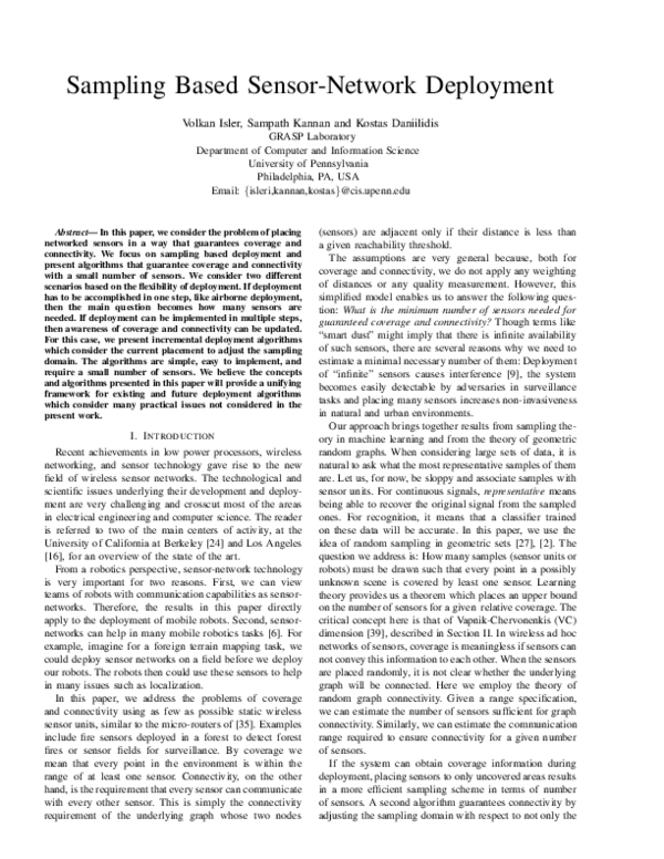 (PDF) Sampling based sensor-network deployment | Sampath Kannan - Academia.edu