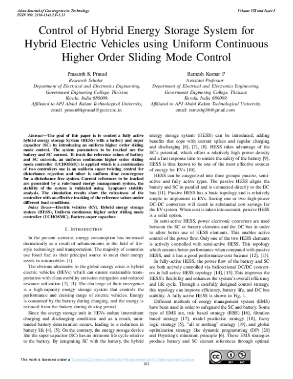 (PDF) Control of Hybrid Energy Storage System for Hybrid Electric ...