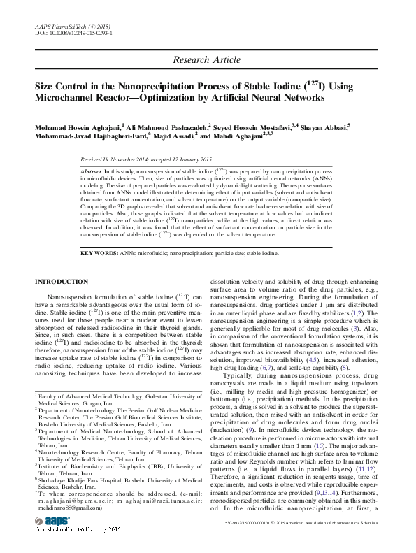 (PDF) AAPS PharmSciTech Volume issue 2015 [doi 10.1208 s12249-015-0293-1] Aghajani, Mohamad ...