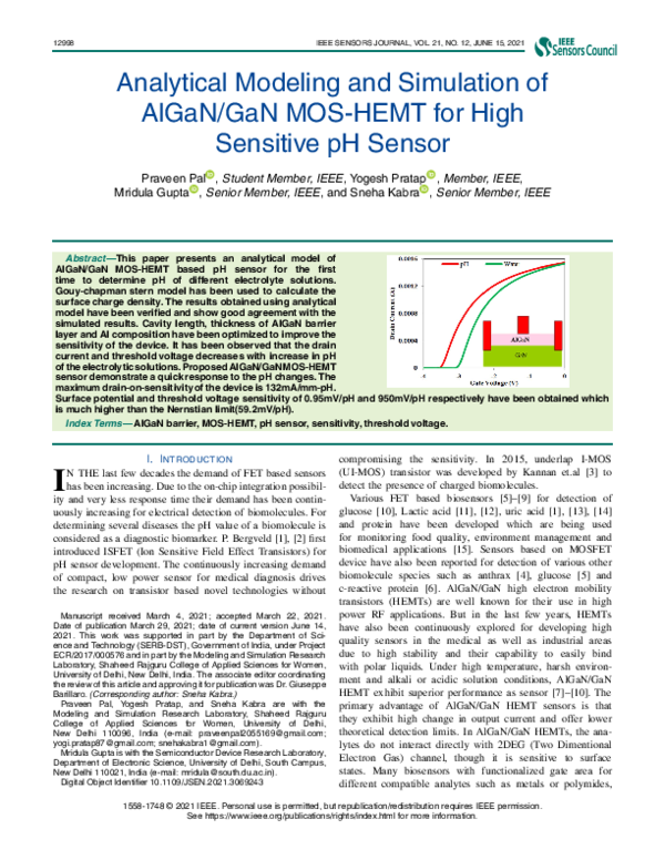 (PDF) Analytical Modeling and Simulation of AlGaN/GaN MOS-HEMT for High Sensitive pH Sensor ...