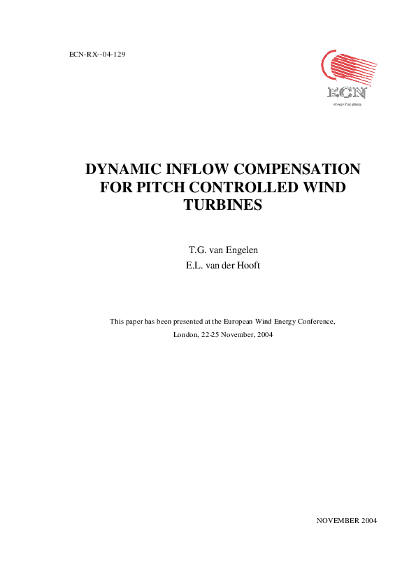 (PDF) Dynamic Inflow Compensation for Pitch Controlled Wind Turbines