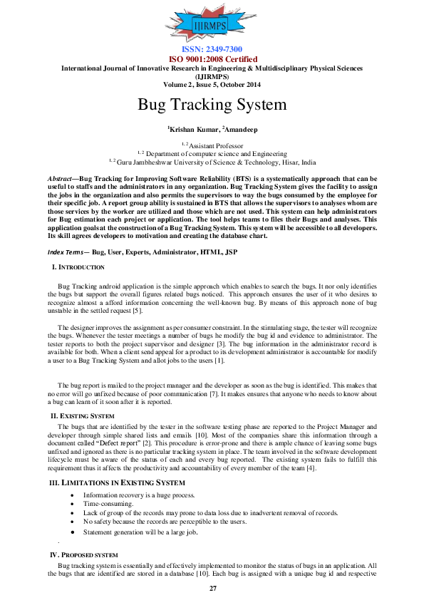 (PDF) Bug Tracking System