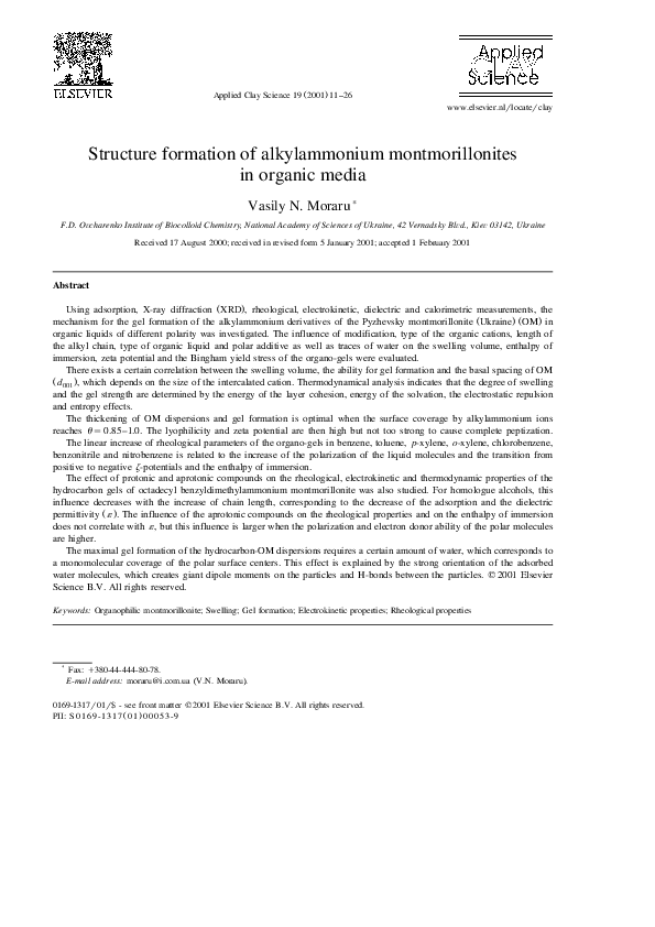 (PDF) Structure formation of alkylammonium montmorillonites in | Nina ...