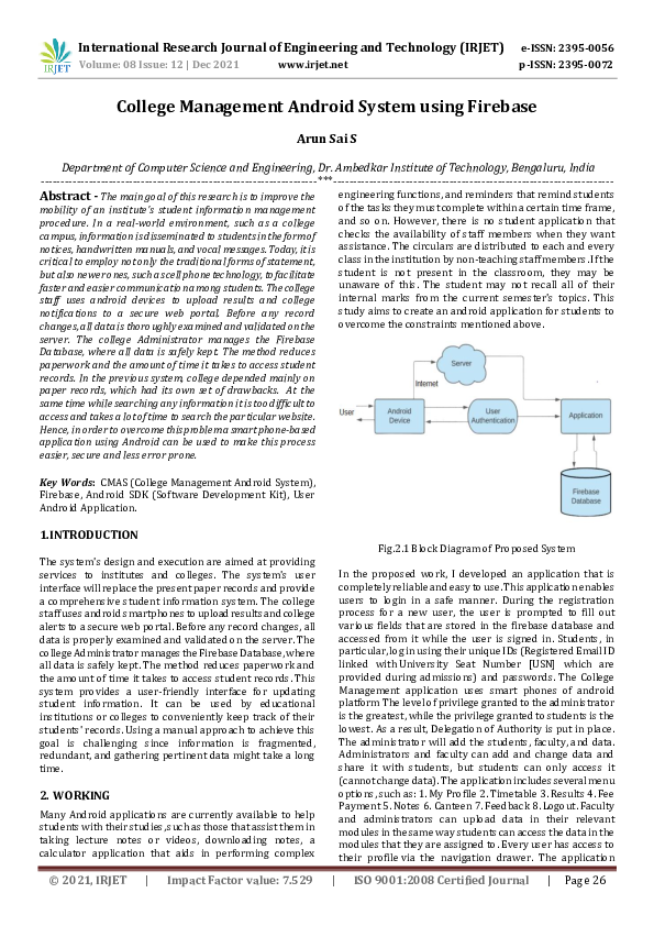 (PDF) IRJET- College Management Android System using Firebase