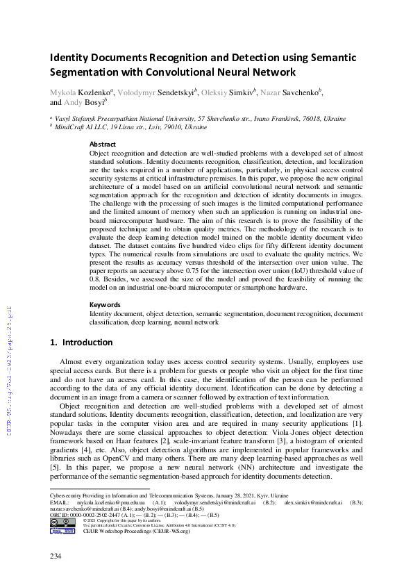 Pdf Identity Documents Recognition And Detection Using Semantic