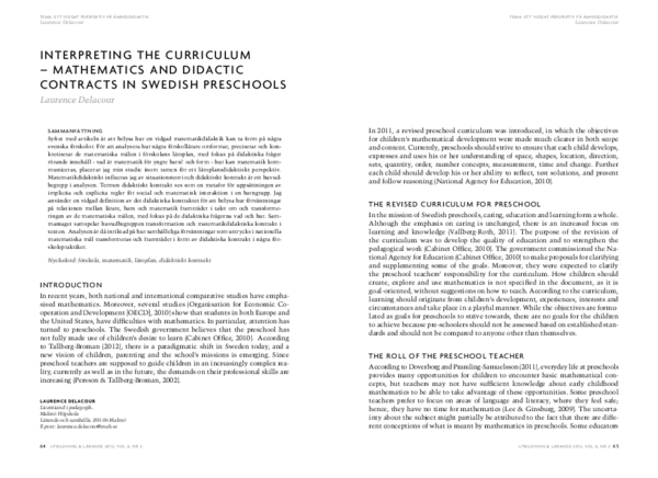 (PDF) Interpreting the curriculum : mathematics and didactic contracts ...