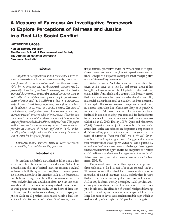 (PDF) A Measure of Fairness: An investigative framework to explore ...