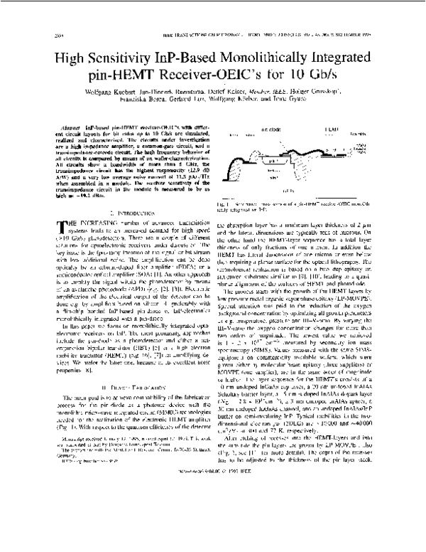 (PDF) High Sensitivity InP-Based Monolithically Integrated Pin-HEMT ...
