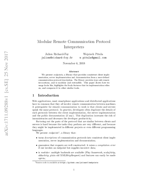 (PDF) Modular Remote Communication Protocol Interpreters