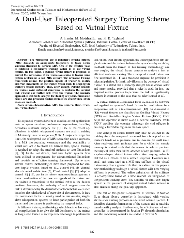 (PDF) A Dual-User Teleoperated Surgery Training Scheme Based on Virtual ...