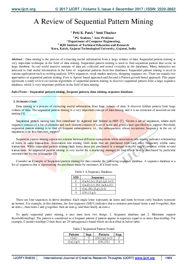 (PDF) A Review of Sequential Pattern Mining