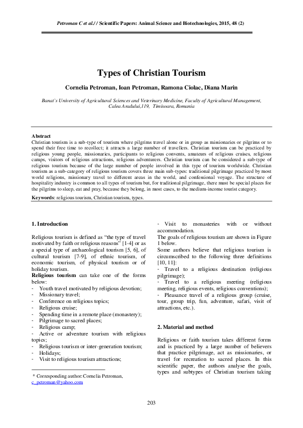 (PDF) Types of Christian Tourism