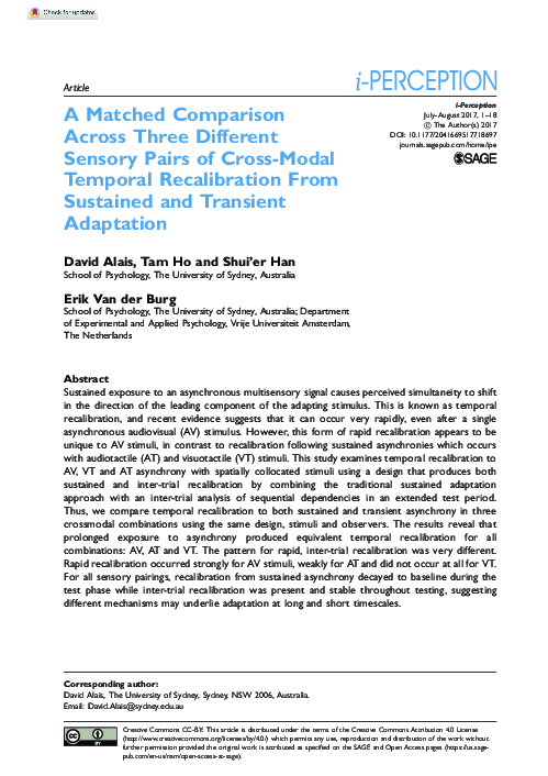 (PDF) A Matched Comparison Across Three Different Sensory Pairs of Cross-Modal Temporal ...