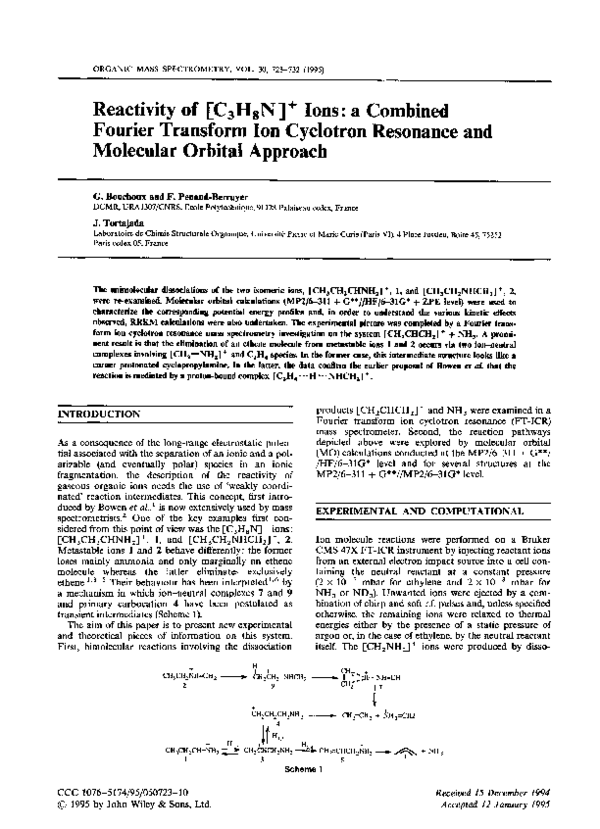 (PDF) Reactivity of [C3H8N]+ ions: A combined Fourier transform ion ...