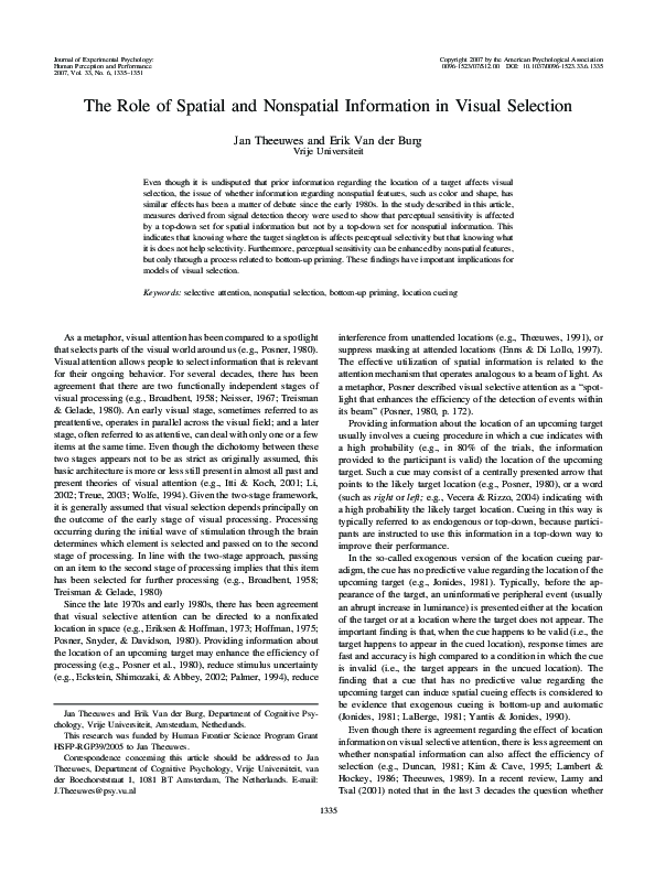 (PDF) The role of spatial and nonspatial information in visual selection