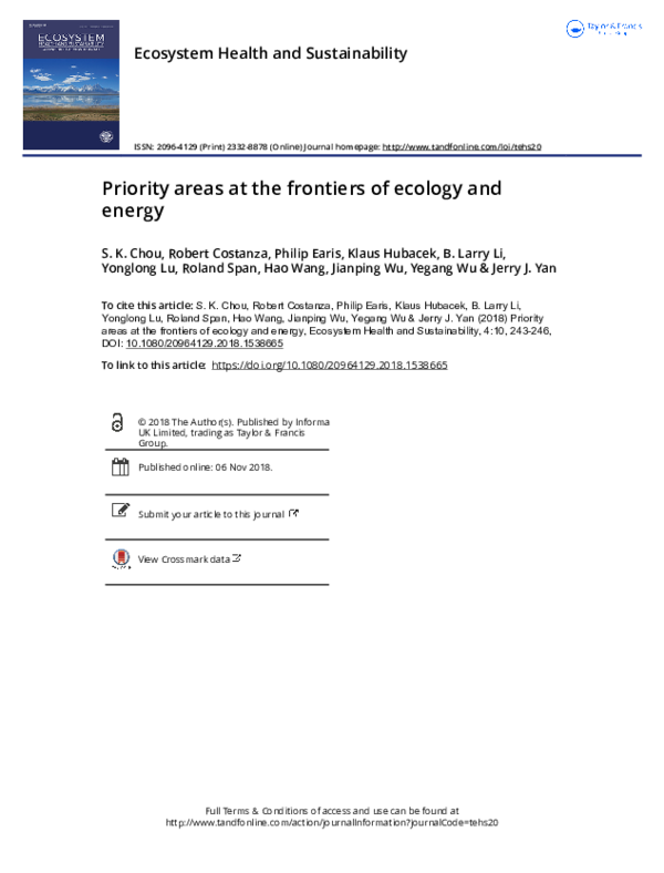 (PDF) Priority areas at the frontiers of ecology and energy