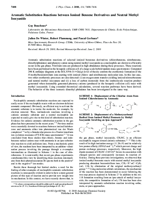 (PDF) Aromatic Substitution Reactions between Ionized Benzene ...