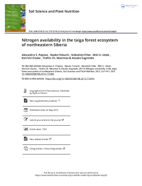 (PDF) Nitrogen availability in the taiga forest ecosystem of ...