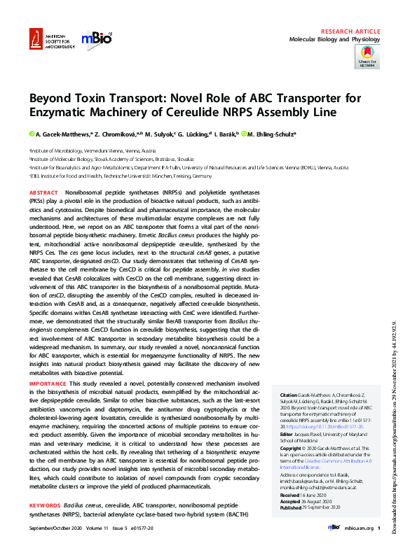 (PDF) Beyond Toxin Transport: Novel Role of ABC Transporter for ...