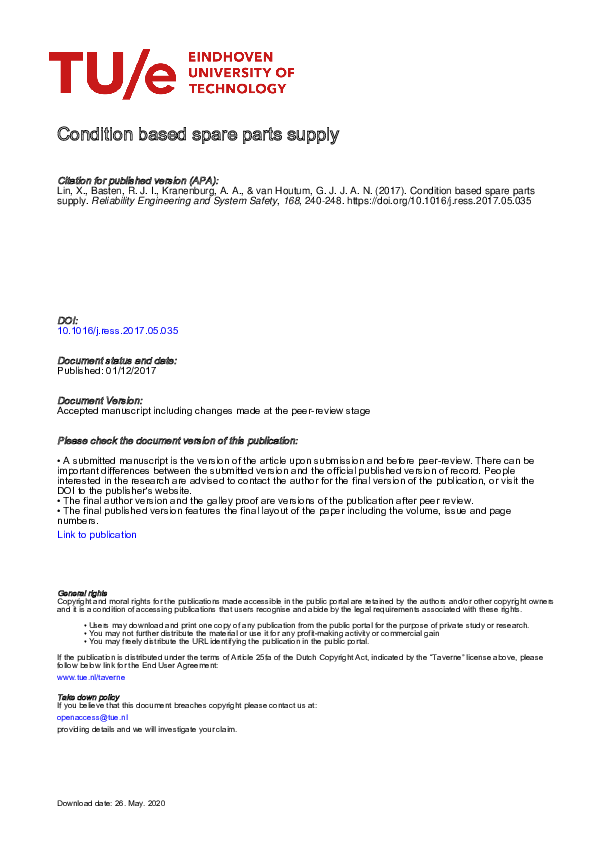 (PDF) Condition based spare parts supply