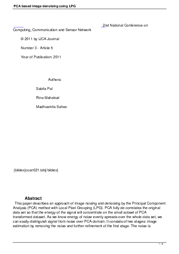 (PDF) PCA based Image Denoising using LPG
